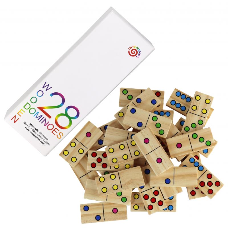 Buy Math Dominos for kids, Wooden Dominoes with Numbers - Colored Dots ...
