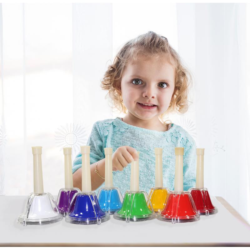 Buy Handbells and Desk Bell Set - Diatonic 8-note Multi-Color Musical ...