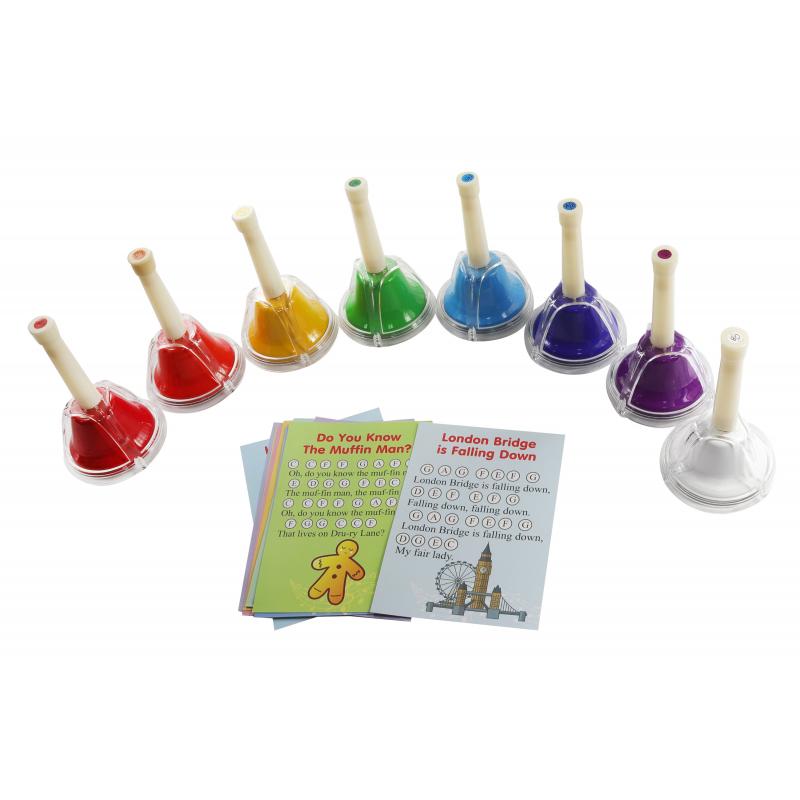 Buy Handbells and Desk Bell Set - Diatonic 8-note Multi-Color Musical ...