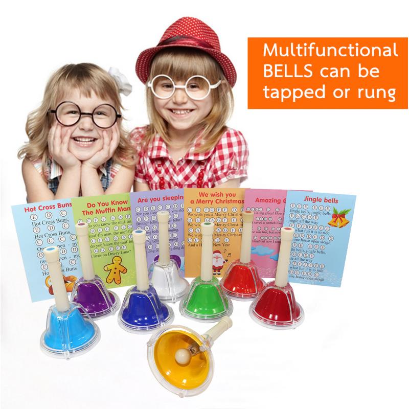 Buy Handbells and Desk Bell Set - Diatonic 8-note Multi-Color Musical ...