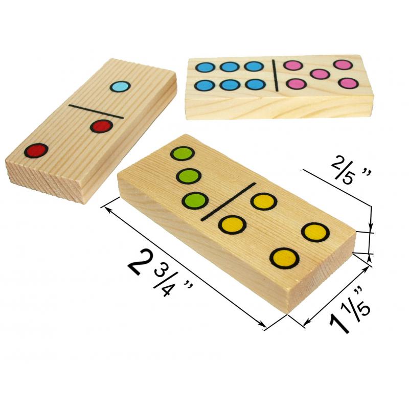 Buy Math Dominos for kids, Wooden Dominoes with Numbers - Colored Dots ...