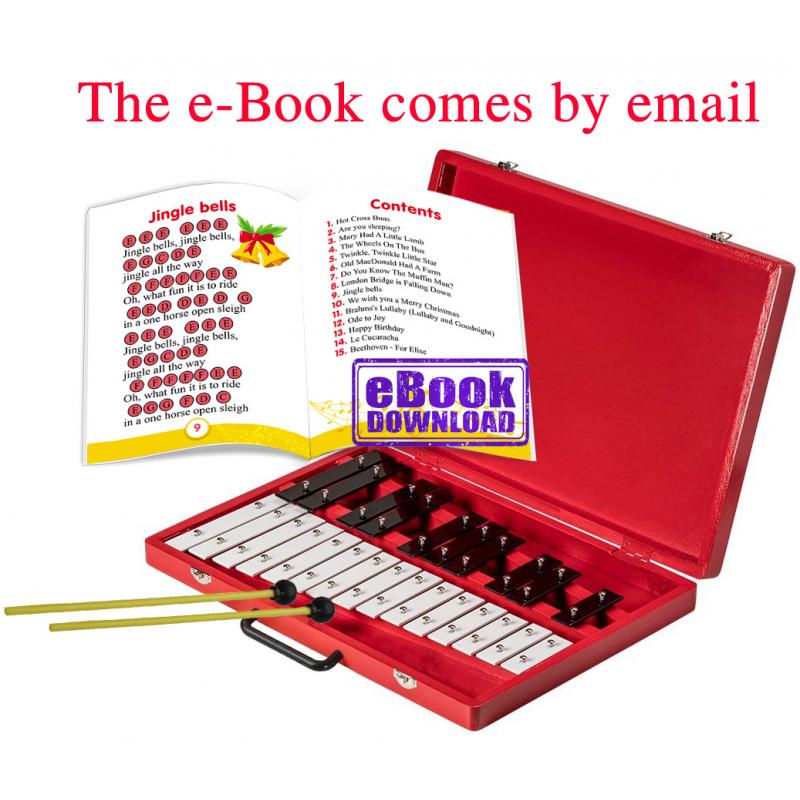 Buy Glockenspiel 25-Note Chromatic Xylophone in Red Wooden Case with ...