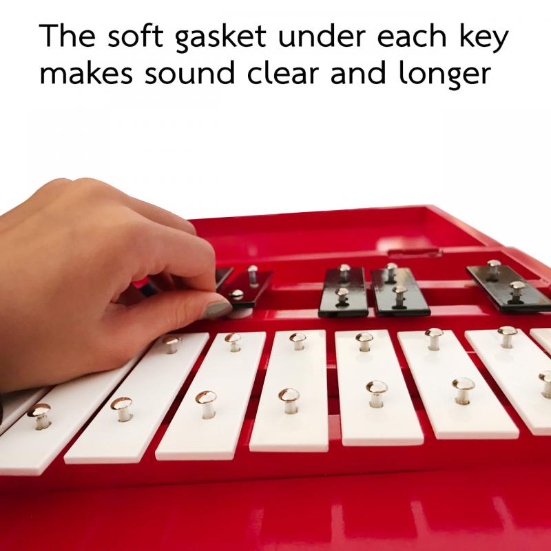 Buy Glockenspiel 25-Note Chromatic Xylophone in Red Wooden Case with ...